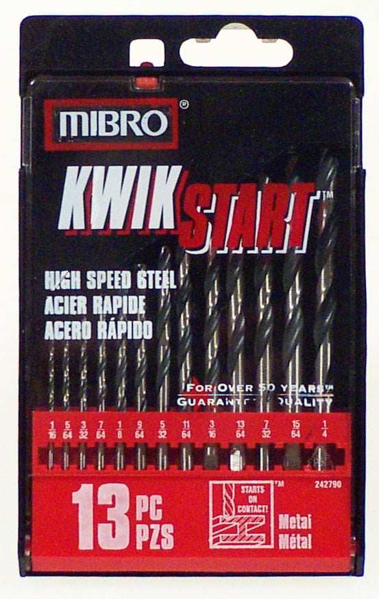 Mibro 13 Piece Set High Speed Steel Kwik Start Drill Bits 242790 ...