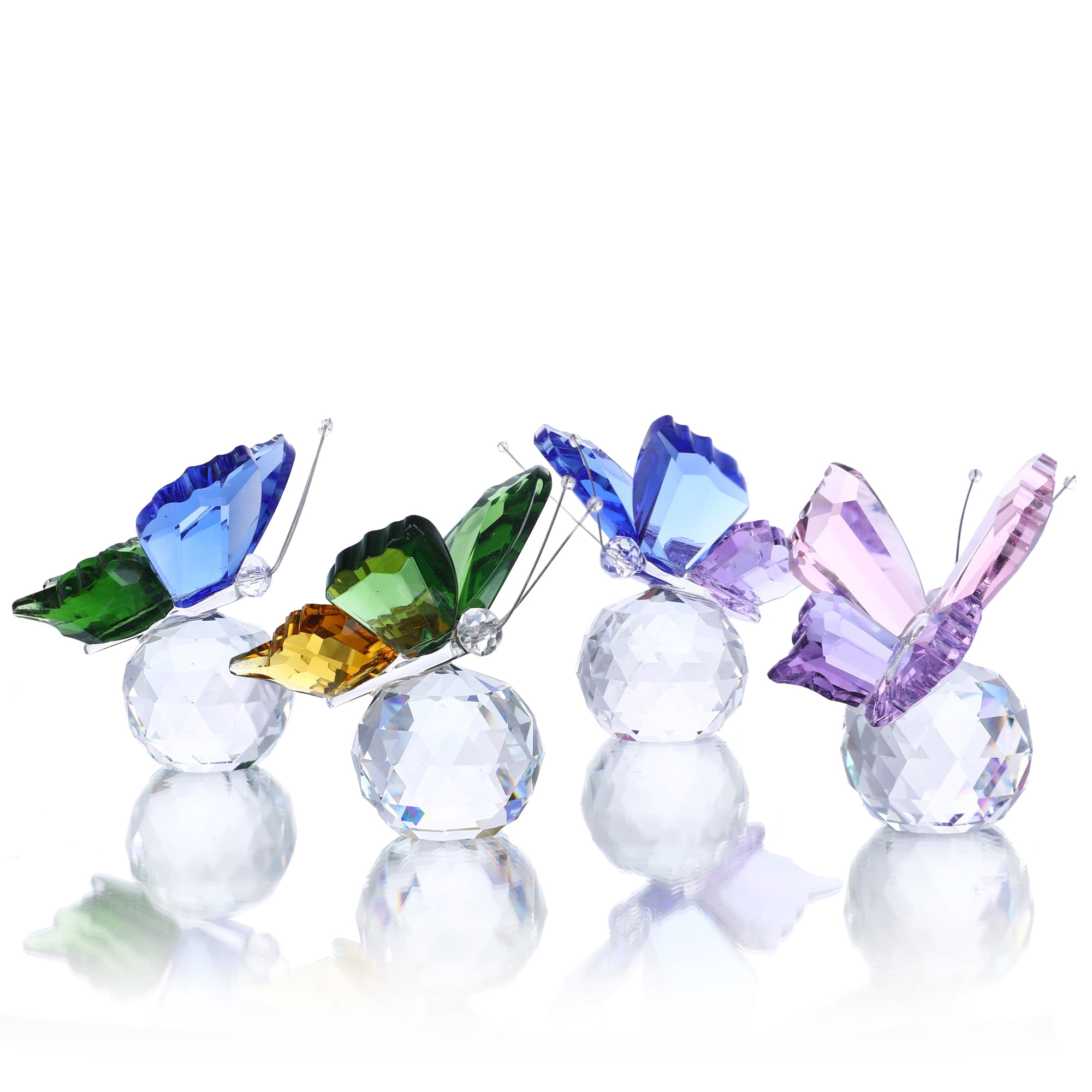 H&D Crystal Butterfly Figurine with Crystal Ball Base for Home Wedding ...