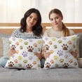 Colorful Dog Paws Throw Pillow Covers 18 x 18 Inch Pillow Covers Set of ...