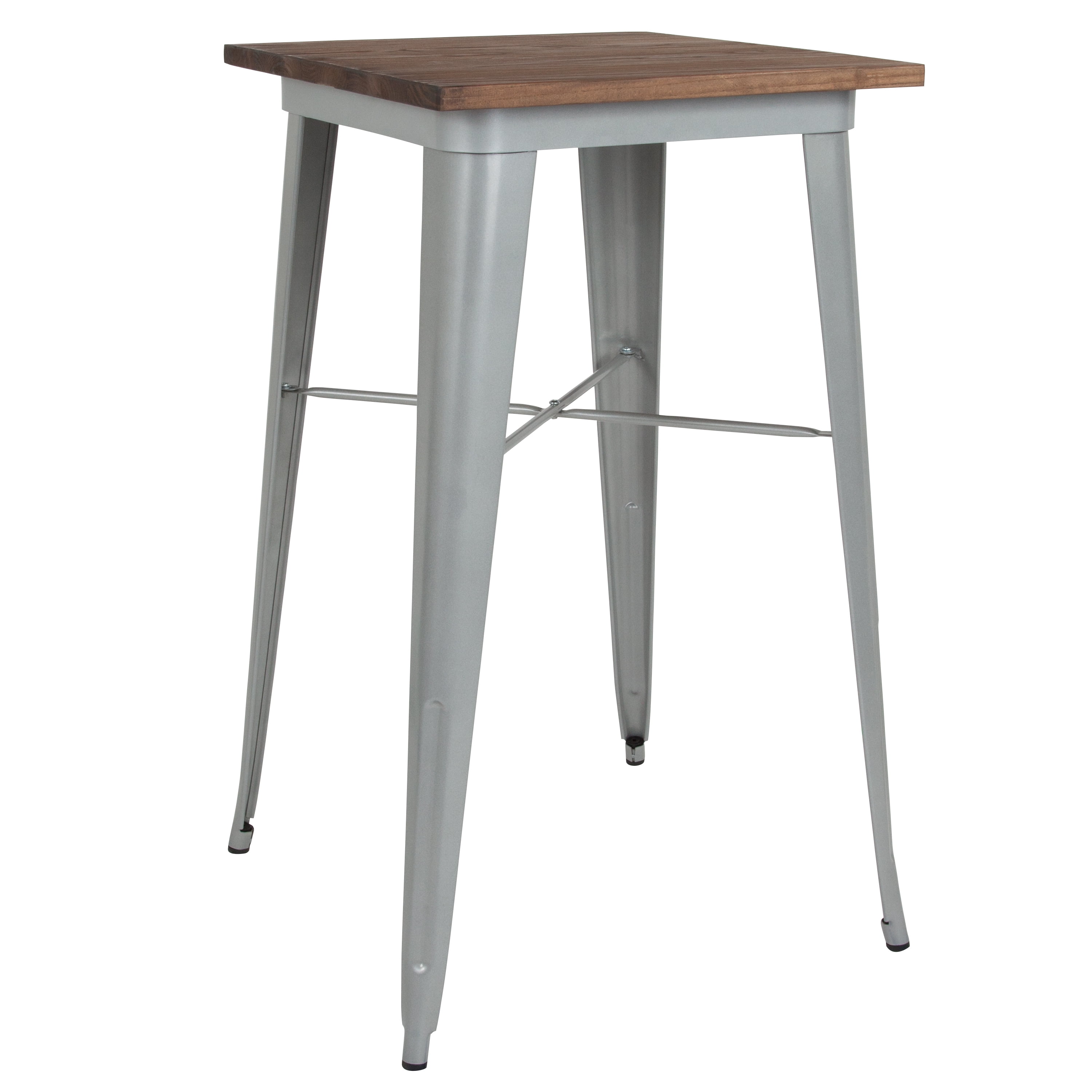 Flash Furniture 23.5" Square Silver Metal Indoor Bar Height Table with ...
