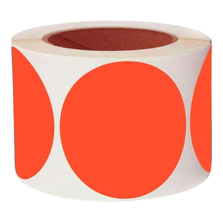 Pop Resin 3" Round Fluorescent Red Orange Color Coding Dot Labels ...