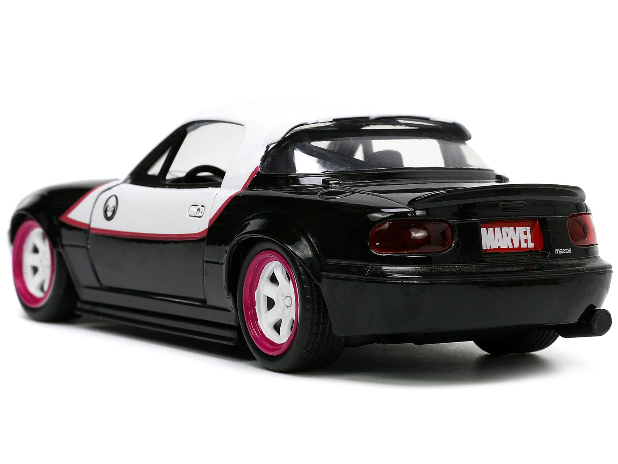 1990 Mazda Miata Black and White with Graphics and Ghost Spider Diecast ...
