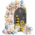 Farmhouse Rustic Arch Backdrop Cover, 6FT, Gnome Sunflower Bee Black ...