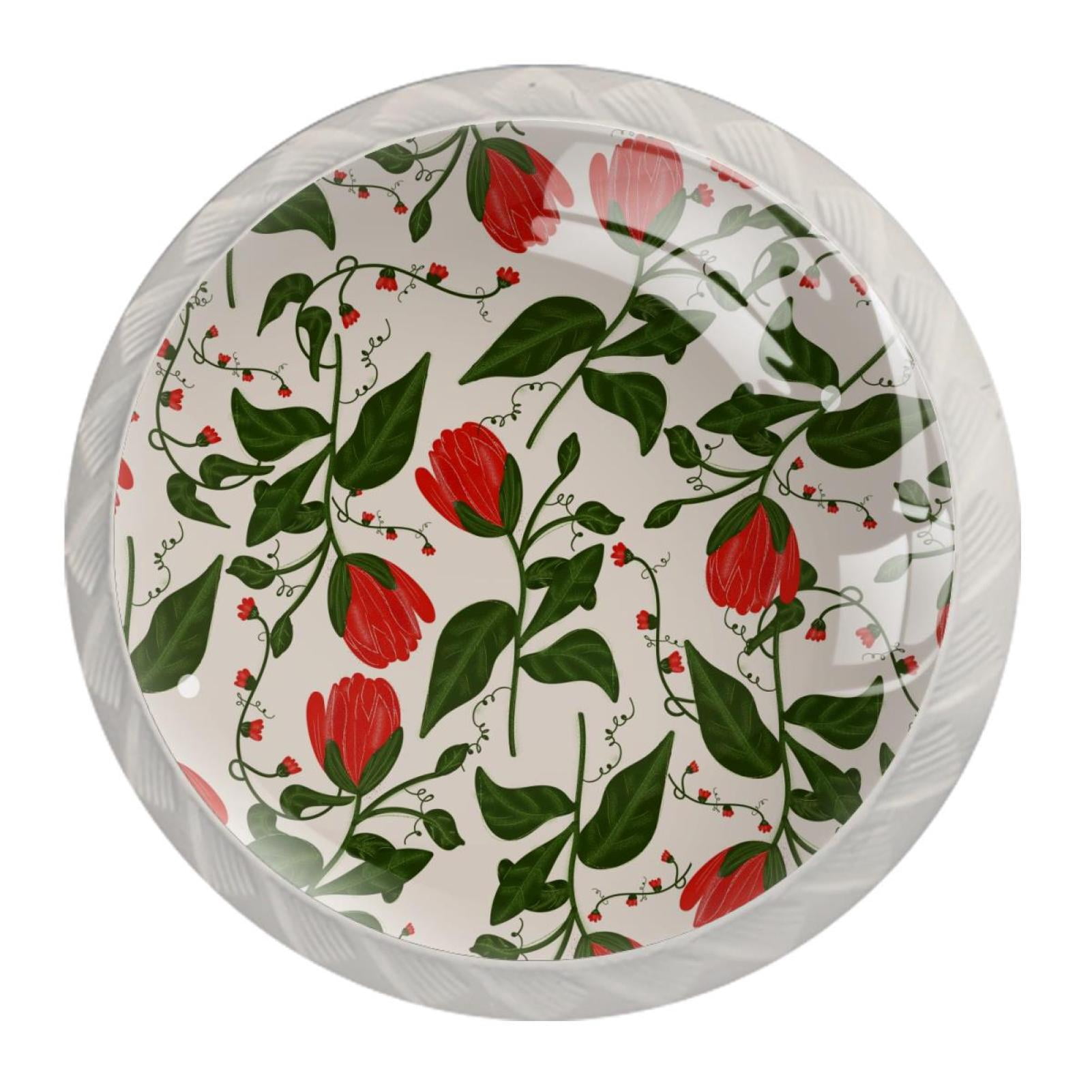 4 Pcs Retro Flowers Floral Knobs for Kitchen Cabinet Cupboard Dresser ...