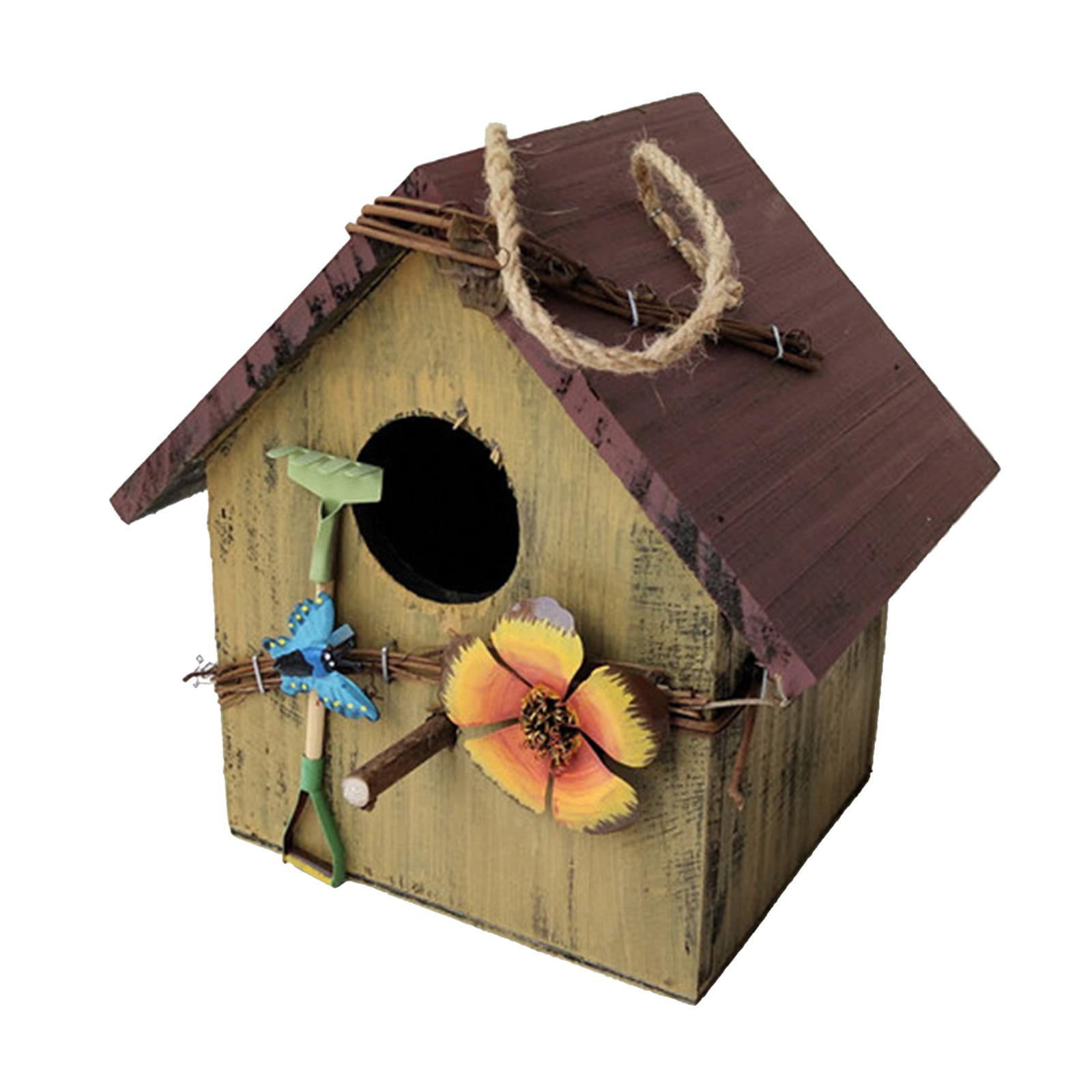 Mini pájaro de madera pájaro casa caja pájaro casa exterior jardín ...