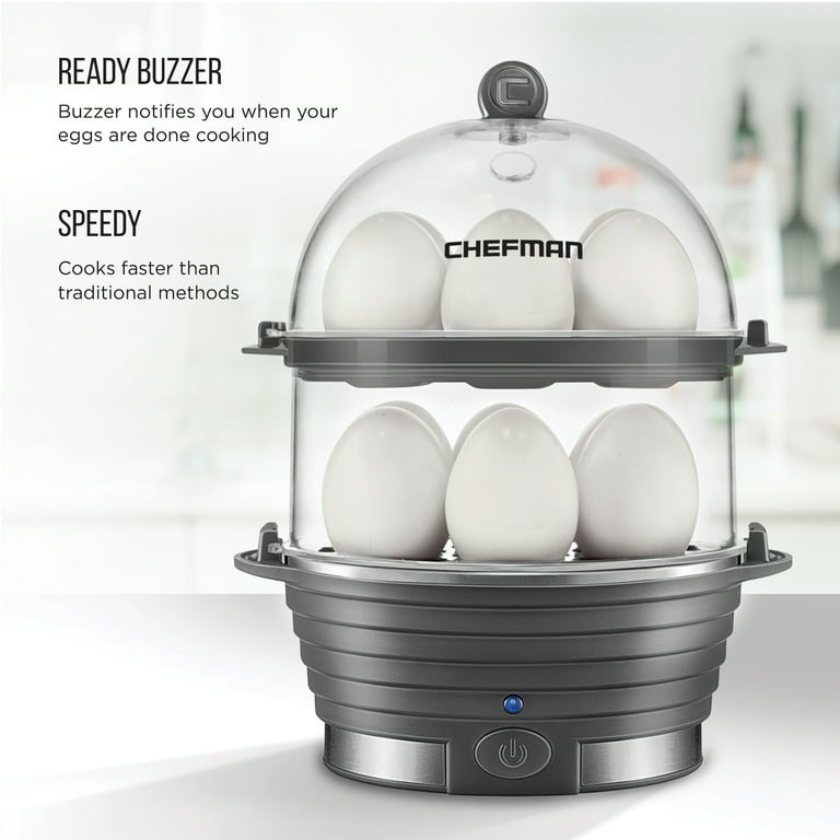 Chefman Electric Double Decker Egg Cooker Quickly Makes 12 Eggs Gray New Walmart