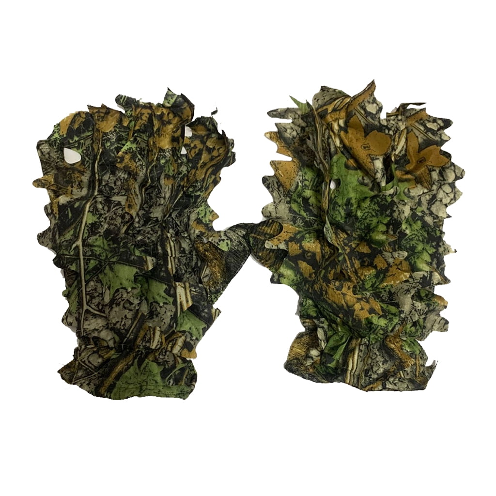 3D Leaf Net Camo Gloves Tree Leaf Camouflage Non-slip Shooting Hunting ...