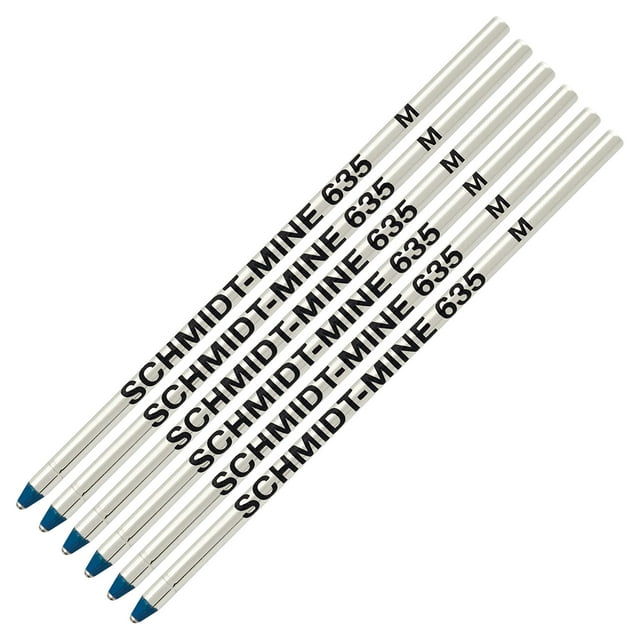 Schmidt 635 Mini D1 Ball Pen Refill - Blue Ink, Medium Tip - 6 Pack ...
