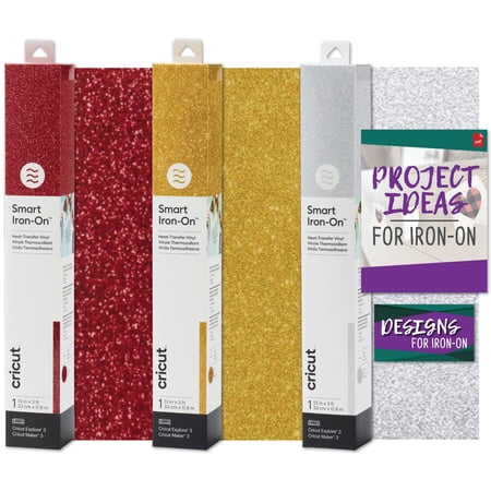 Cricut Smart Iron-On Glitter Regal Bundle | 13in x 3ft Red, Gold ...