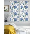 Blue Hydrangea Sheer Curtains 72 inches Long, Eucalyptus Leaves ...