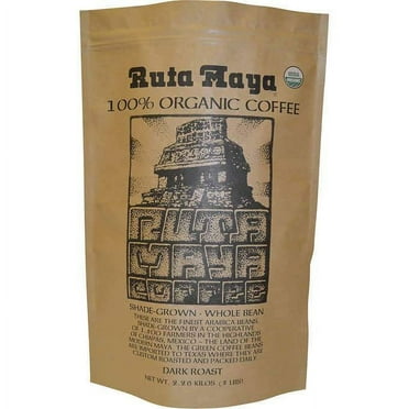 Ruta Maya Organic Decaffeinated Coffee, Dark Roast, Whole Bean, 2.2 lb ...