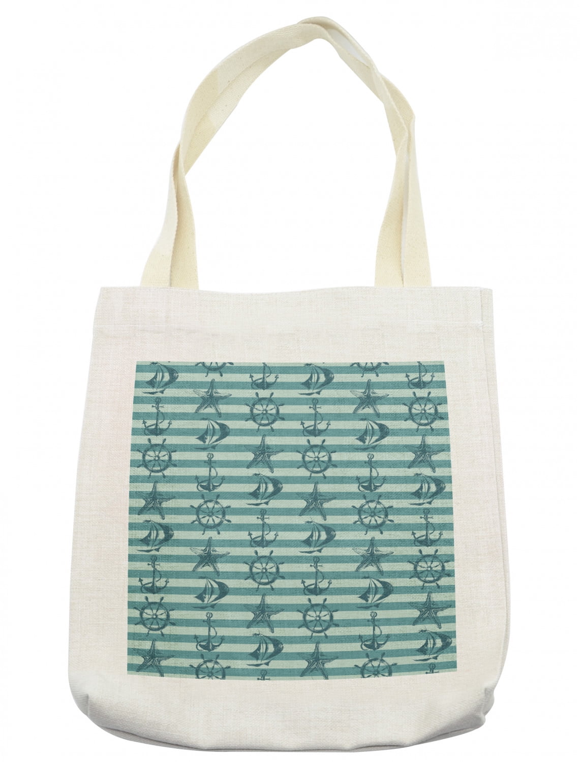 Ships Wheel Tote Bag, Nautical Patchwork Pattern Rope Starfish Sailing ...
