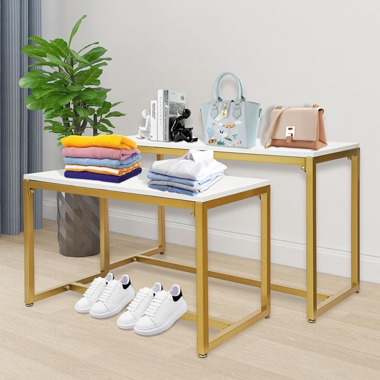 Nesting Retail Display Tables 2-Pack Metal Shoe & Handbag Display ...