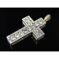 10K Yellow Gold Genuine Channel Set Diamond Cross Pendant 1.5" (2.64 ct ...