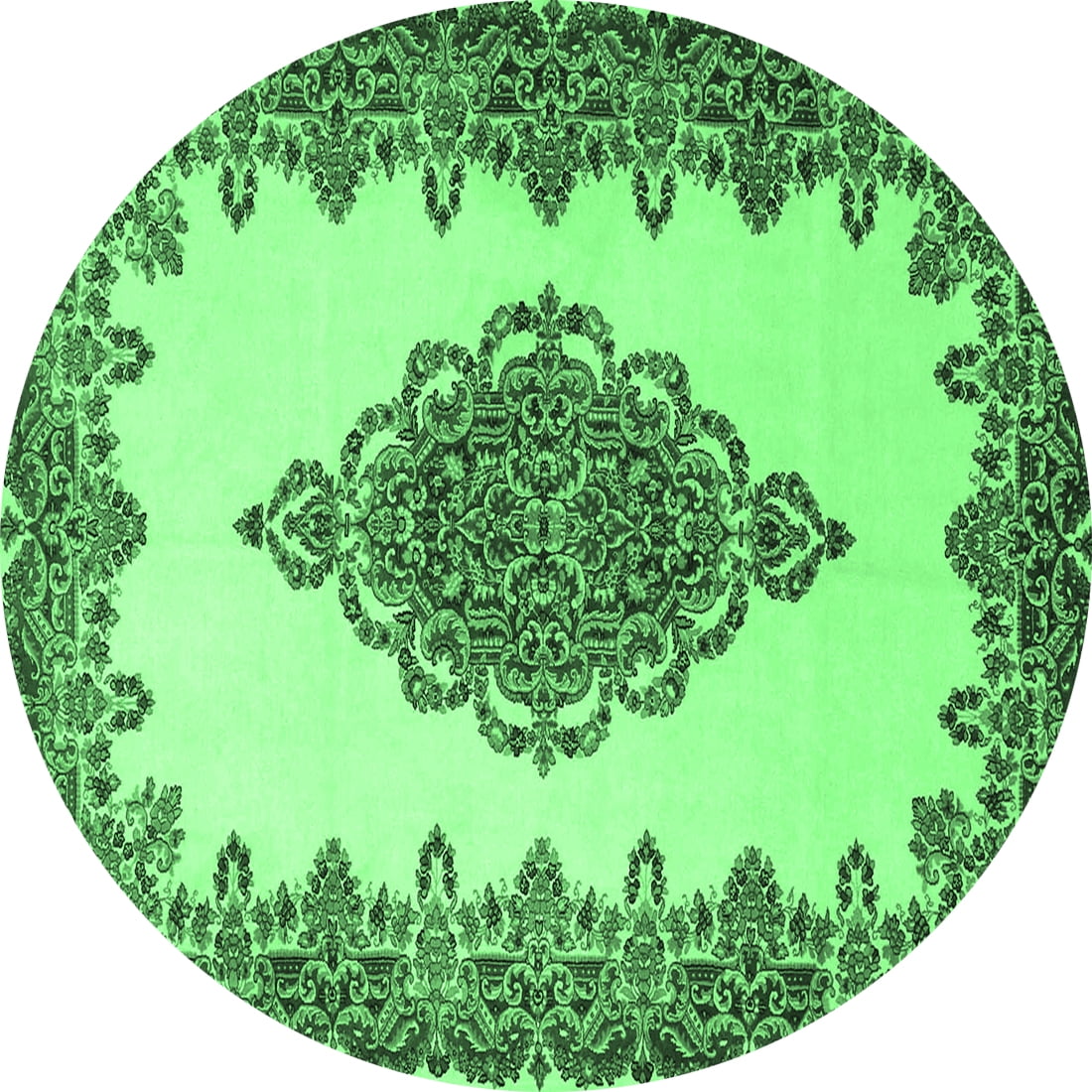 Ahgly Company Indoor Round Medallion Emerald Green Traditional Area ...