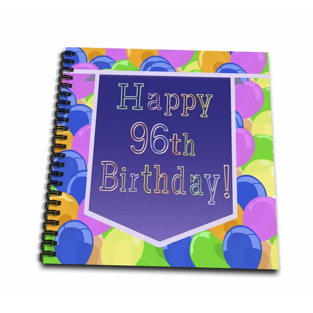 3dRose Balloons with Purple Banner Happy 96th Birthday - Drawing Book, 8 by 8-inch - Walmart.com