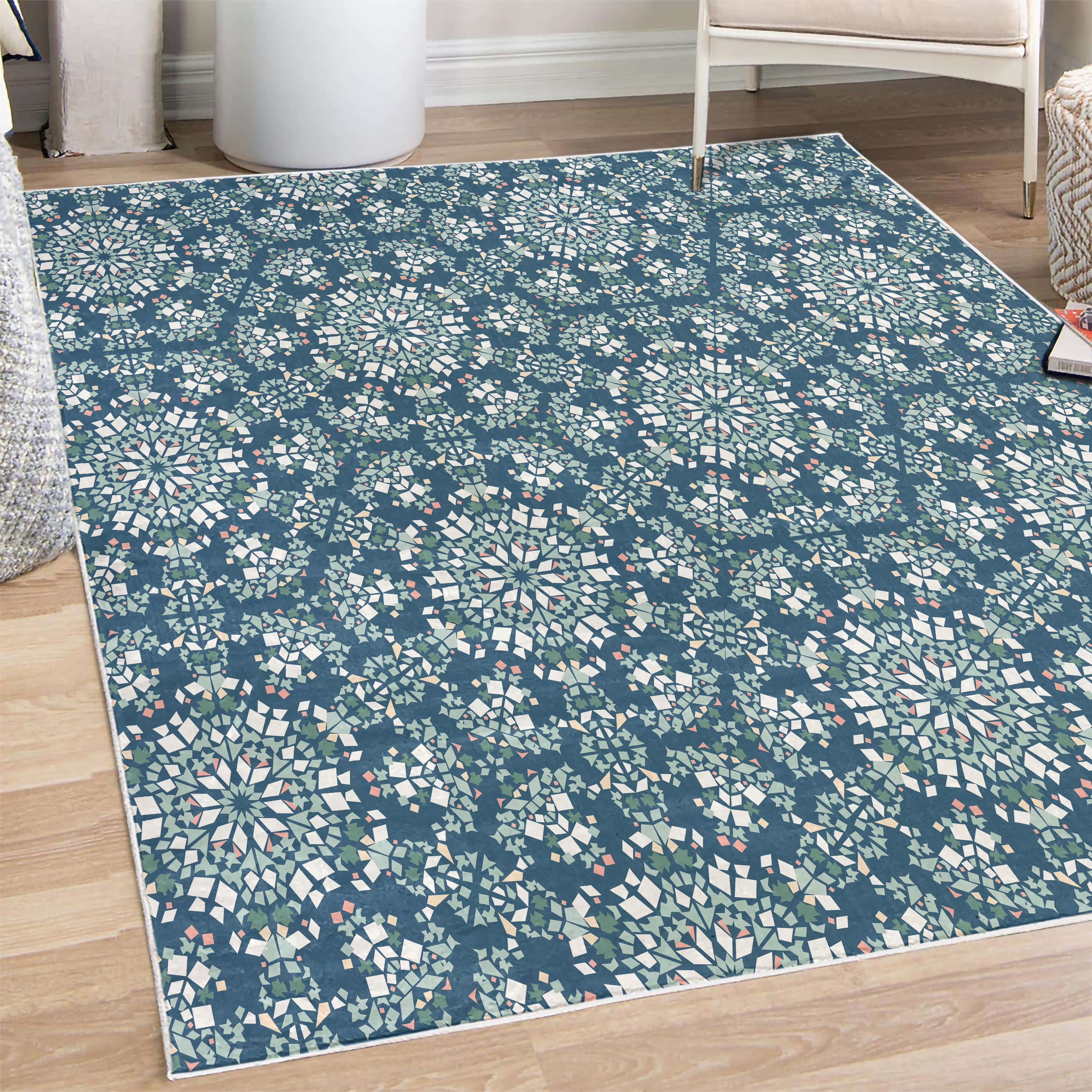 Mosaic Decorative Rug, Antique Roman Time Inspired Rock Design with ...