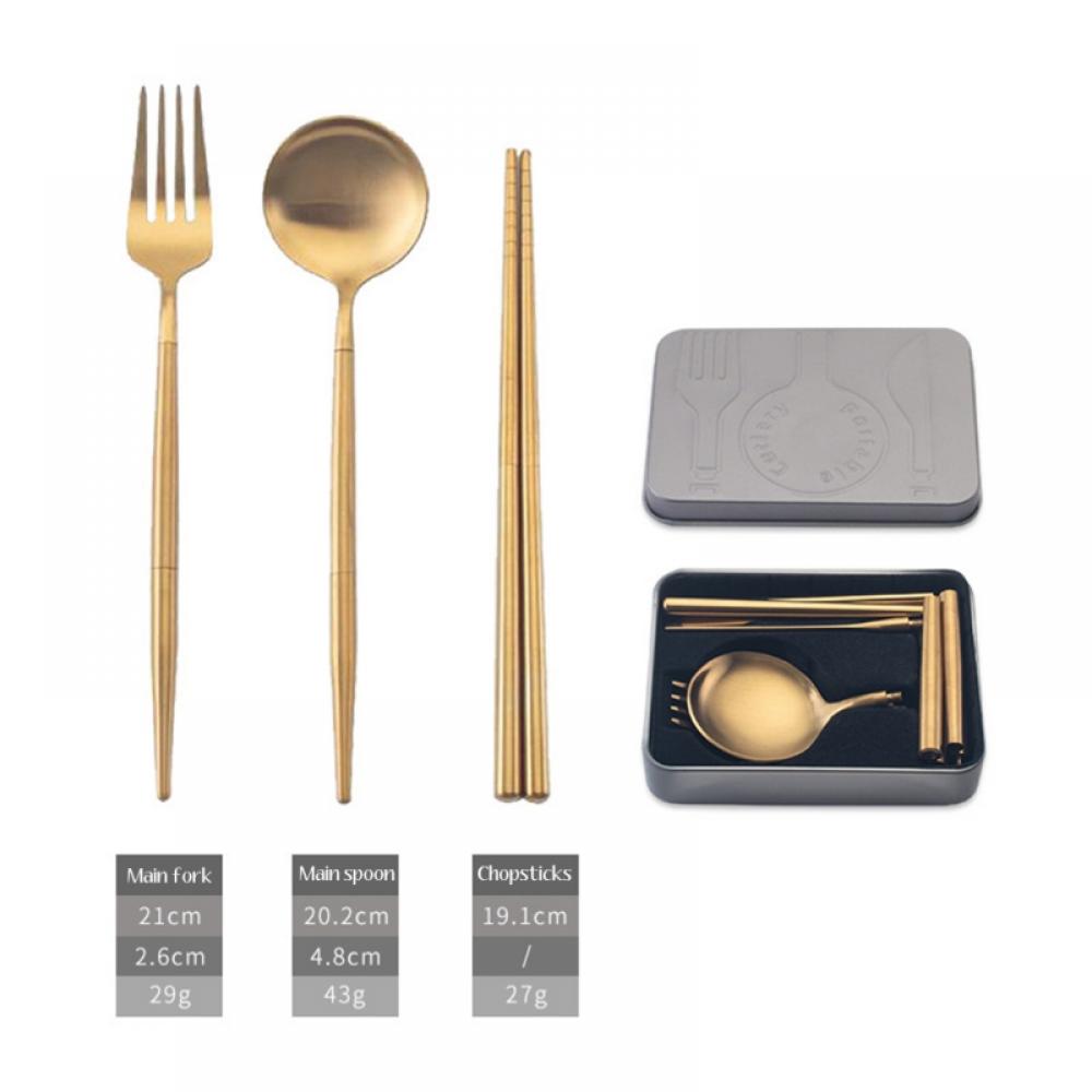 Collapsible Stainless Steel Fork Spoon Slice Kit With The Case Reusable ...
