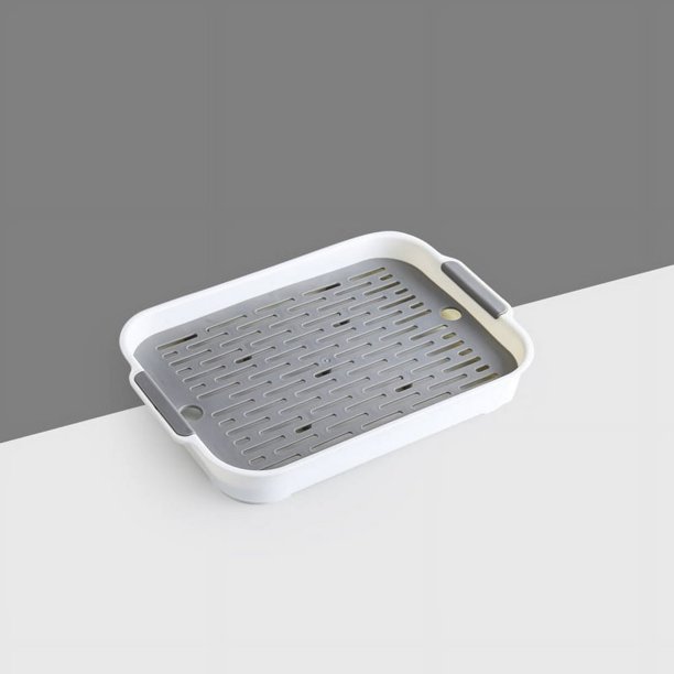 AMERTEER Drainage Tray Double Tea Tray Plastic Storage Tray Tea Table ...