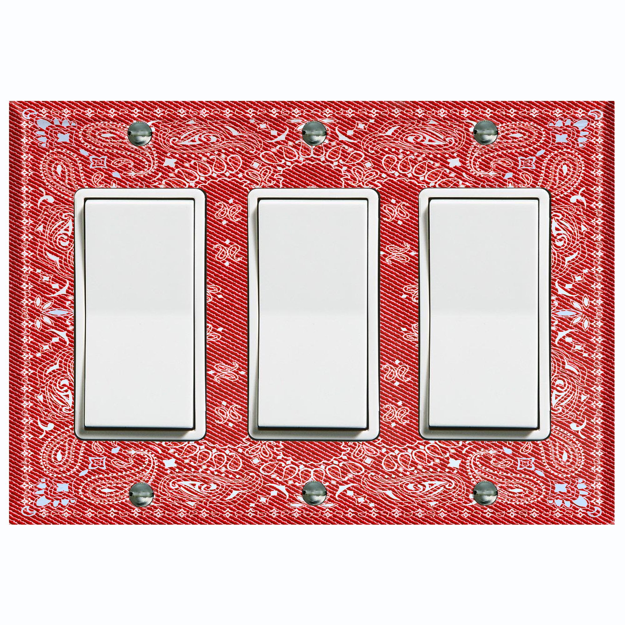 Metal Light Switch Plate Cover Red Floral Bandana Paisley Tile Pattern ...