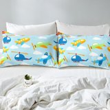 Cute Aircraft Fitted Sheet Twin,Airplane Kawaii Bed Sheets Helicopter ...
