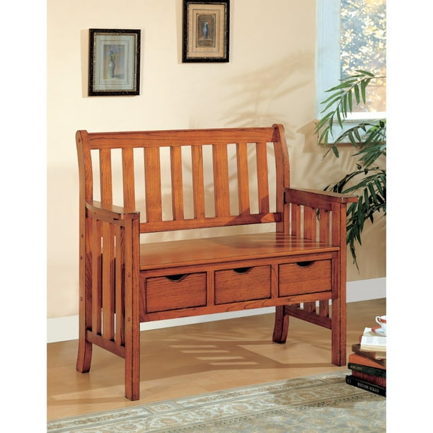 Contemporary Style Three Drawer Storage Bench, Brown - Walmart.com