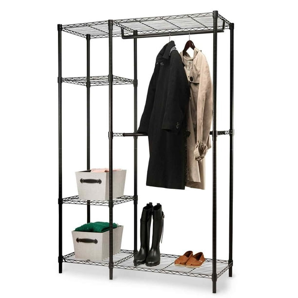 Garment Rack heavy duty shelving Wire Shelving (Black) closet shelving ...
