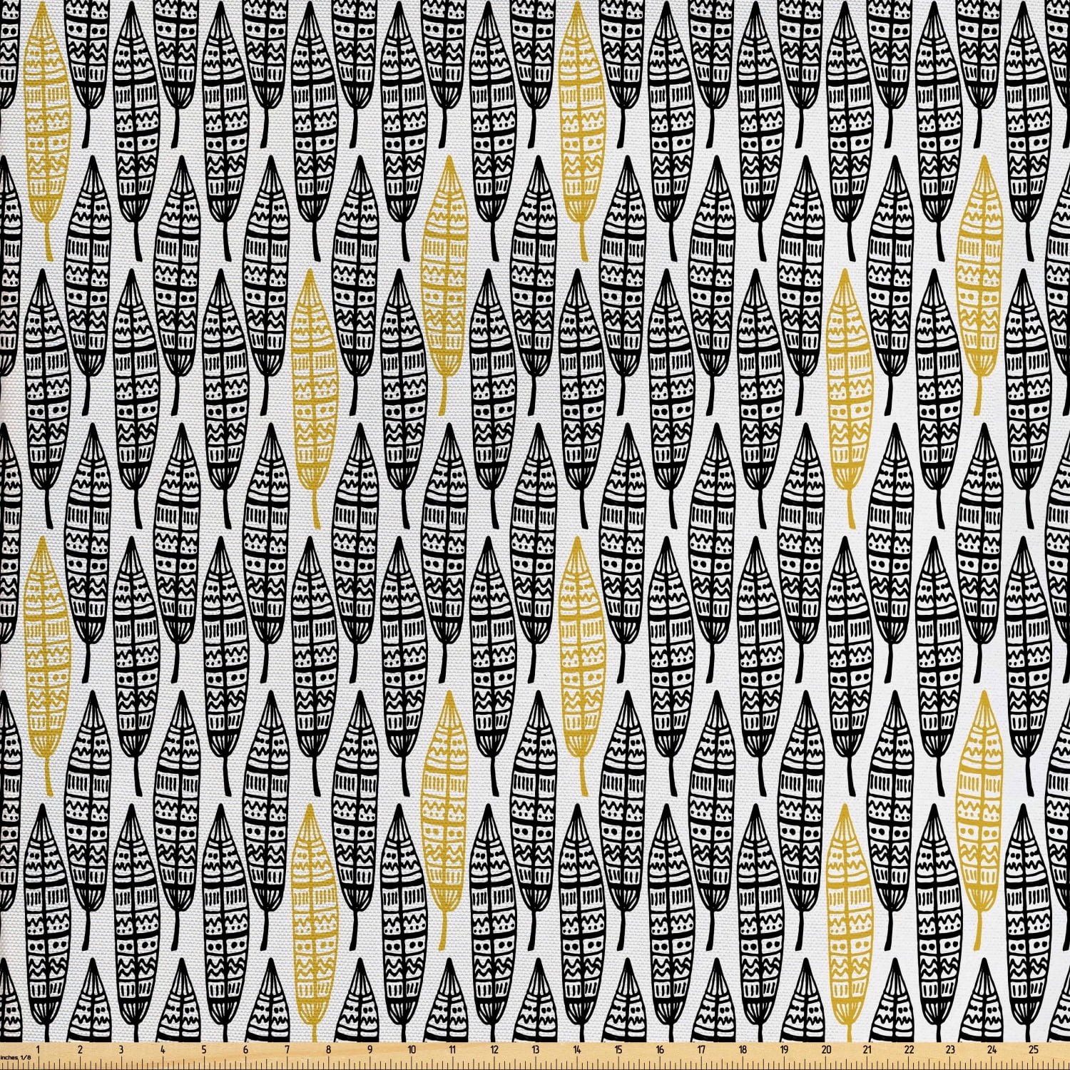 Feather Fabric by the Yard, Hand Drawn Repeating Pattern Ornate ...