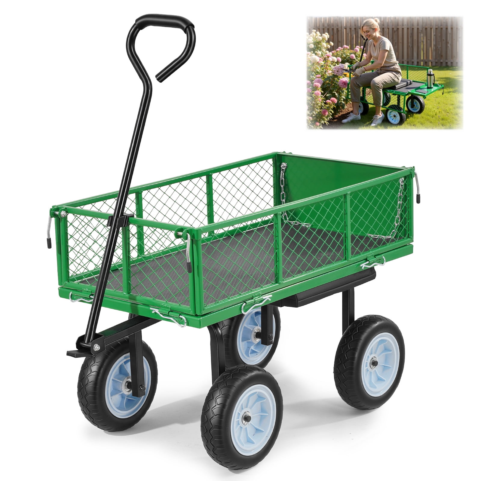 Click here for Vevor Garden Cart With Seat  500 Lbs  Rolling Stee... prices
