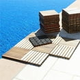 8 Slat Acacia Interlocking Deck Tile Teak Finish - Set of 10 Tiles ...