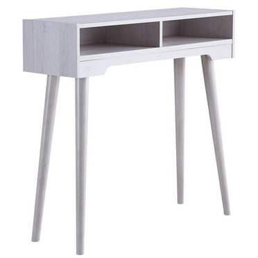 Pemberly Row Modern Half Moon Wood Console Table in Antique White ...