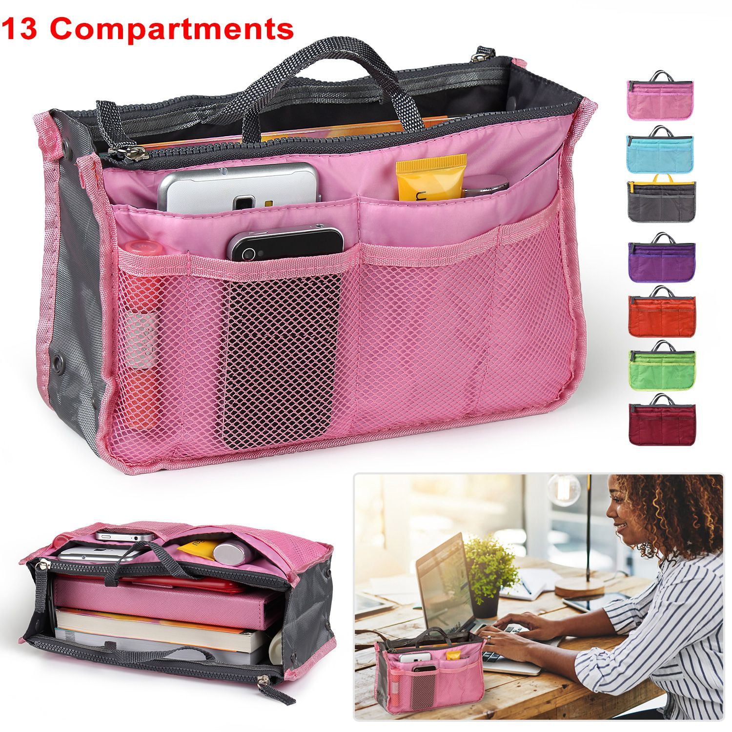 Women Pocket Travel Insert Handbag, Ladies Tidy Travel Insert Handbag ...