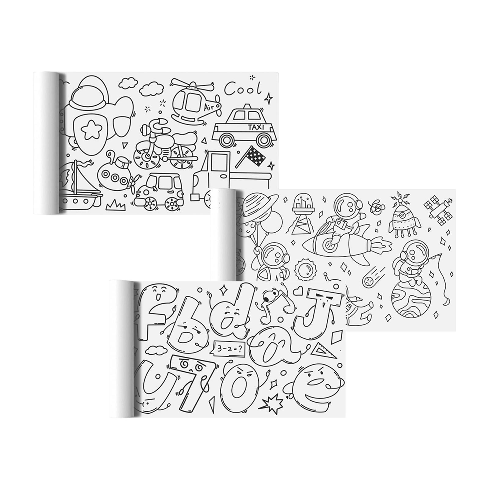 3Pcs Coloring Paper Roll Colorable with Tear Off Line Dinosaur numbers ...