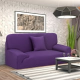PiccoCasa Thick Stretch Sofa Cover 4 Seater Solid Couch Cover, Purple ...