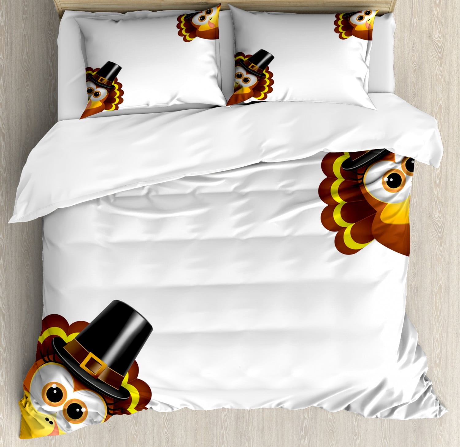 Turkey Duvet Cover Set Queen Size, Silly Turkey Cartoon Animal ...