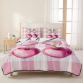 68x98in Quilt Bedding Set, Pastoral Pink Heart Cherry Lightweight ...
