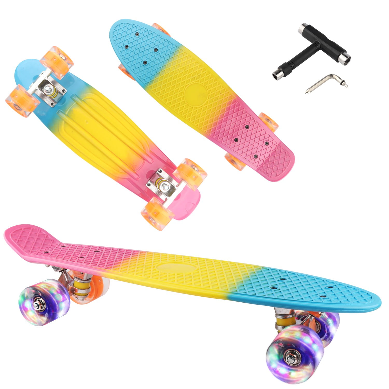 22" Complete Mini Cruiser Skateboard for Beginners Youths Teens Girls ...