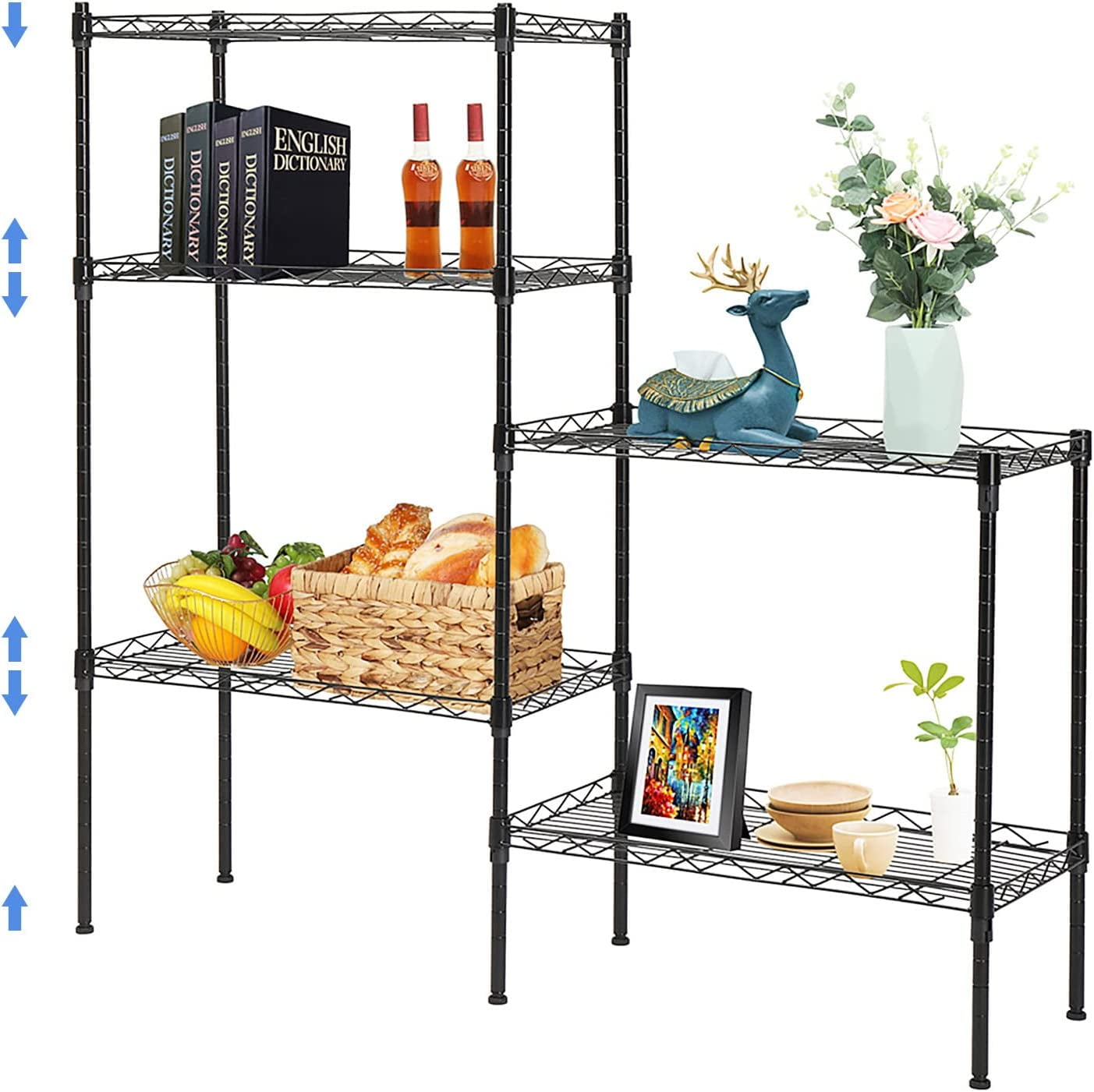 Kitchen Shelves, 5-Shelf Adjustable Heavy Duty Storage Shelving Unit ...