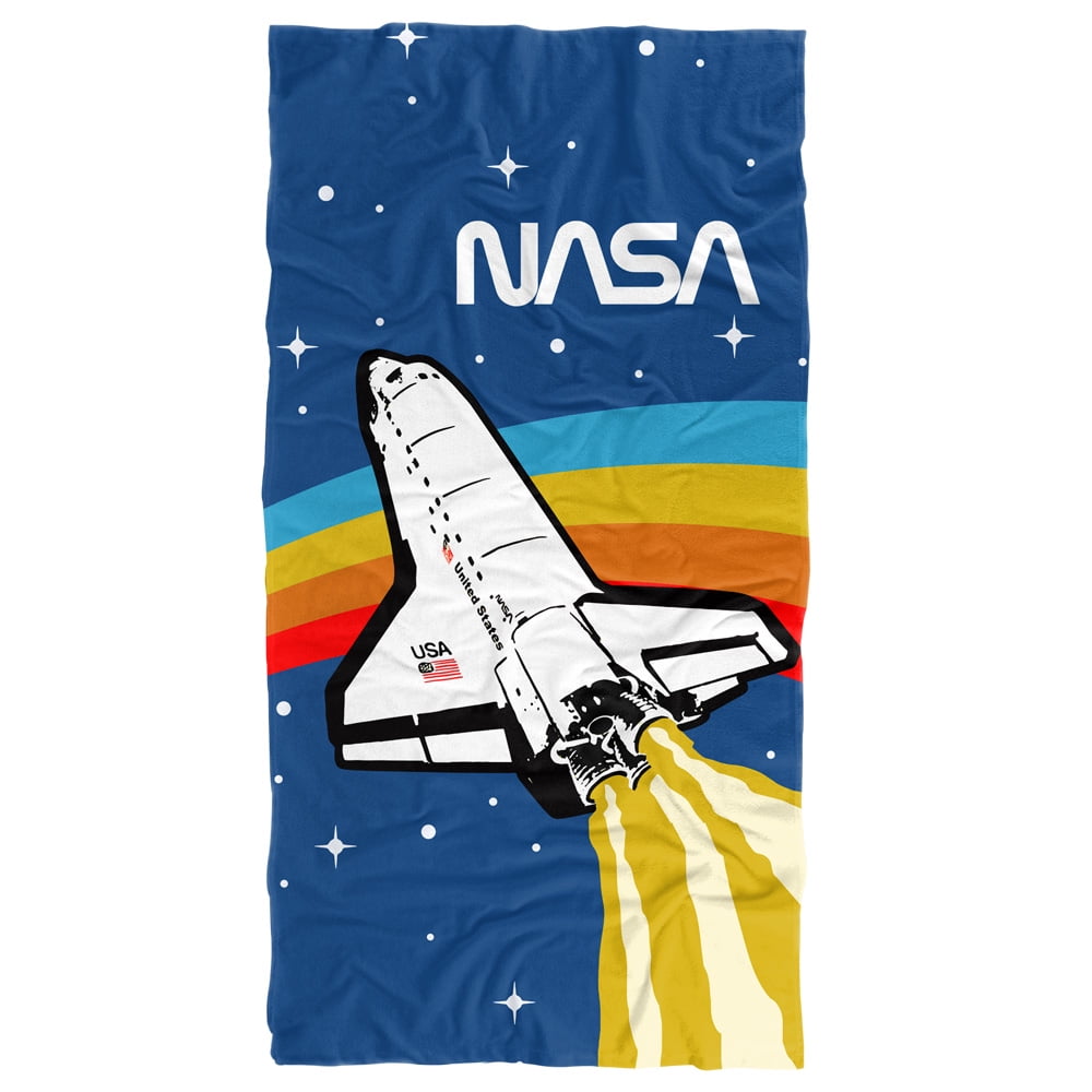 NASA Logo Over Space Shuttle with Rainbow Officially Licensed Beach ...
