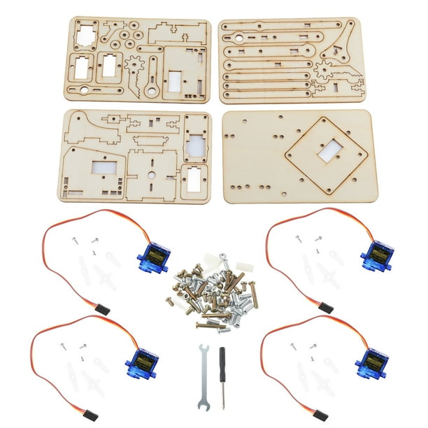Robot Arm Kit,4 DOF Wood Robotic Robot Claw DIY Robot Arm Striking ...