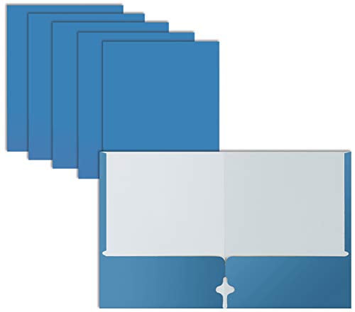 Two Pocket Portfolio Folders, 50-Pack, Light Blue, Letter Size Paper ...