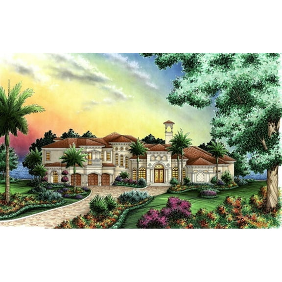 556-102: European Spanish 6 Bed, 7 Bath Luxury Home Plan, 6493 Sq Ft ...