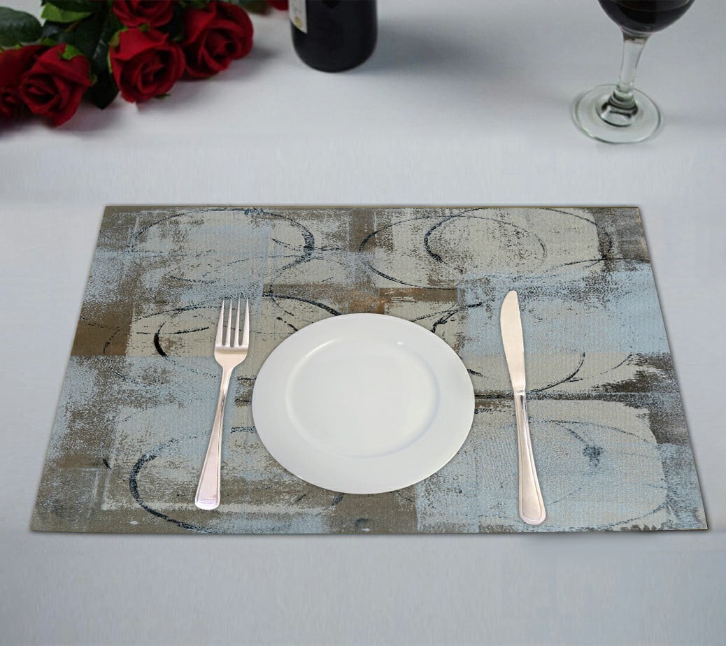 ECZJNT Grey Beige Art Painting Placemat Table Mat Cup Mat 12x18 inch ...