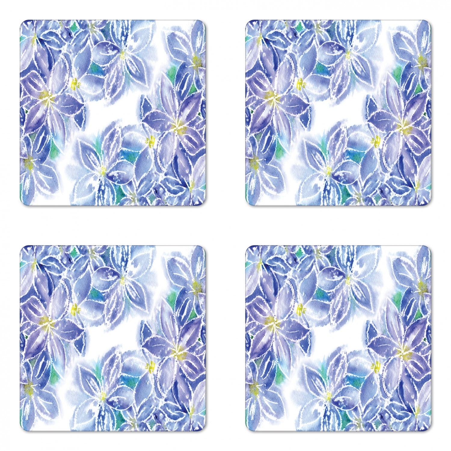 Watercolor Flower Coaster Set of 4, Spring Season Blossoms Mother Earth ...