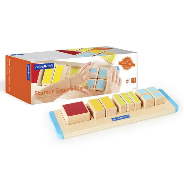 Guidecraft 11-Piece Wood Starter Square Fraction Puzzle Board in Multi ...
