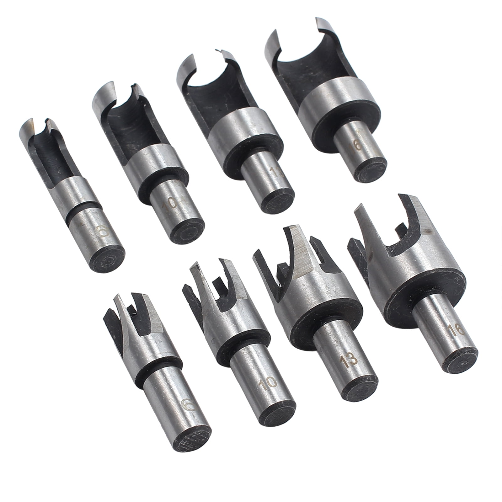 ESYNIC 8pcs Carbon Steel Wood Plug Hole Cutter Set Carbon Steel Wood