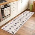 Area Rug 2x6ft Purple Grey Bird Animal on Lines Area Rugs Washable Low ...