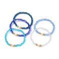 5Pcs Glass Brass Acrylic Beaded Stretch Bracelets Set Heart Stackable ...