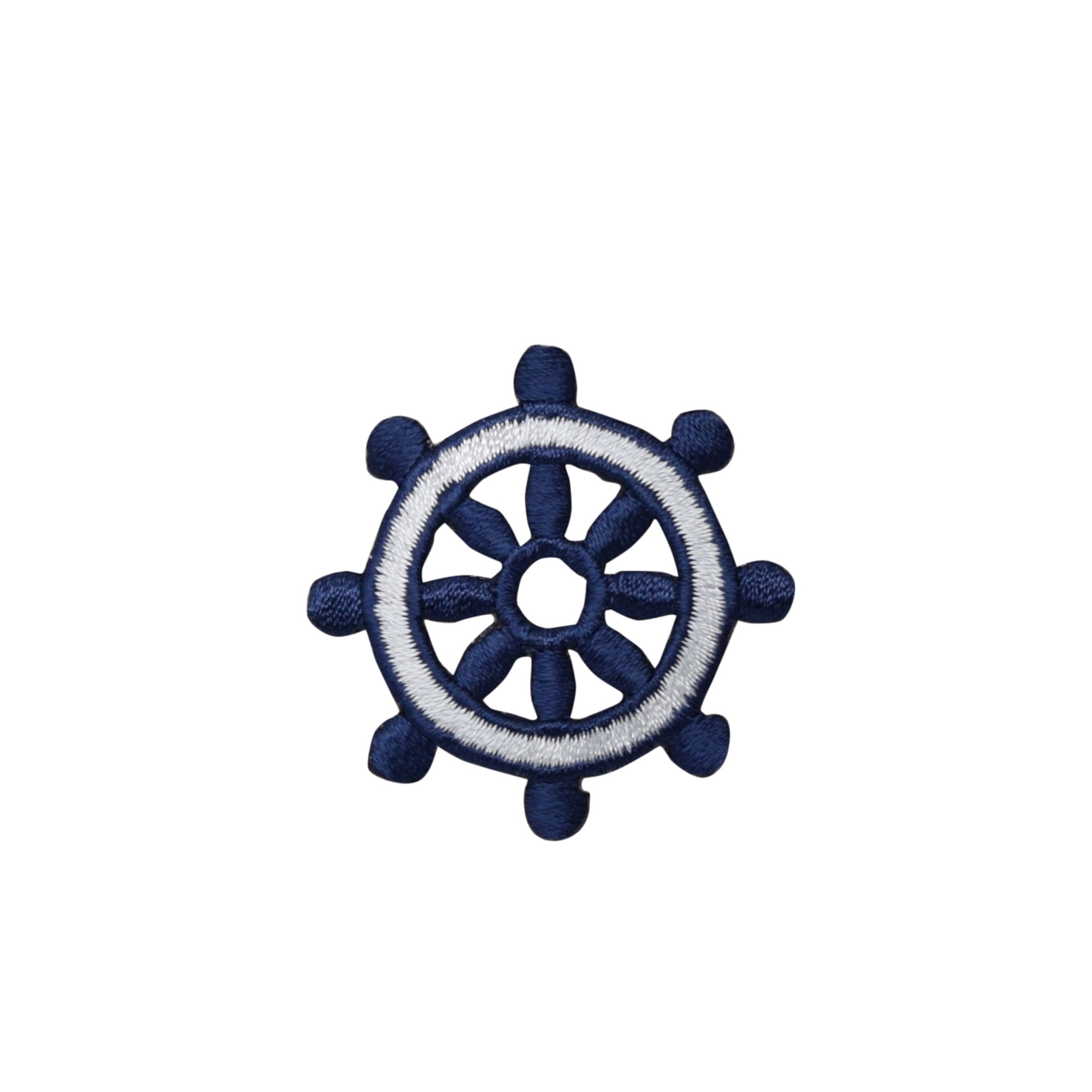 Blue Nautical Ships Wheel Iron on Embroidered Patch - Walmart.com