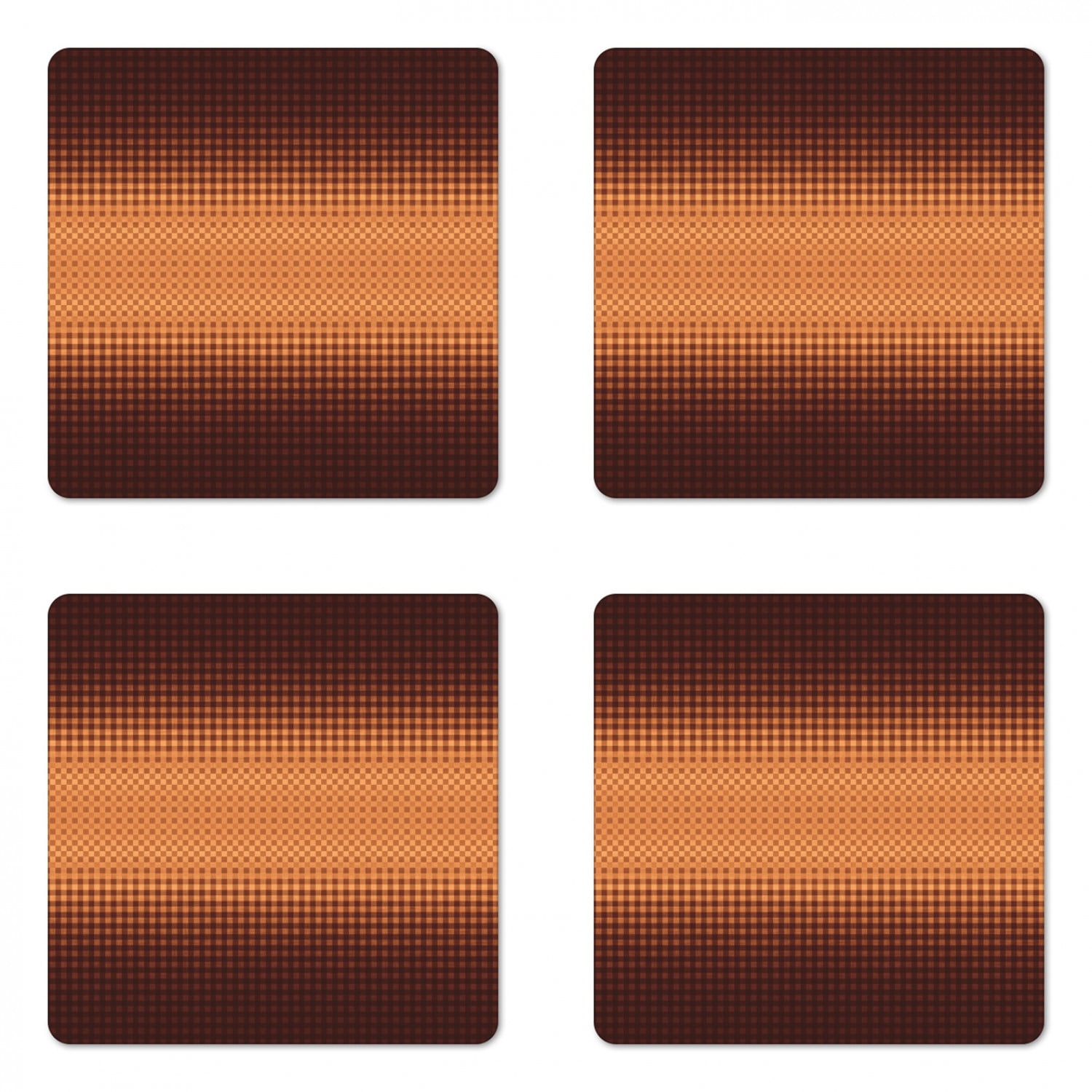 Checkered Coaster Set of 4, Grid Pattern with Vignette Effect Squares ...